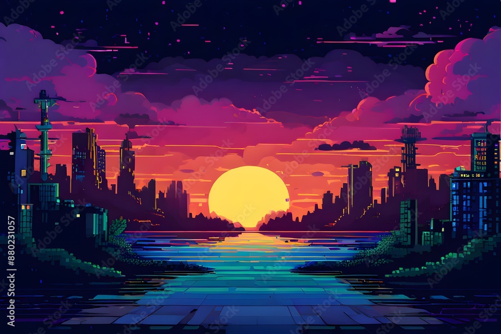 Funky pixelated background, Ai Generated Stock Photo | Adobe Stock