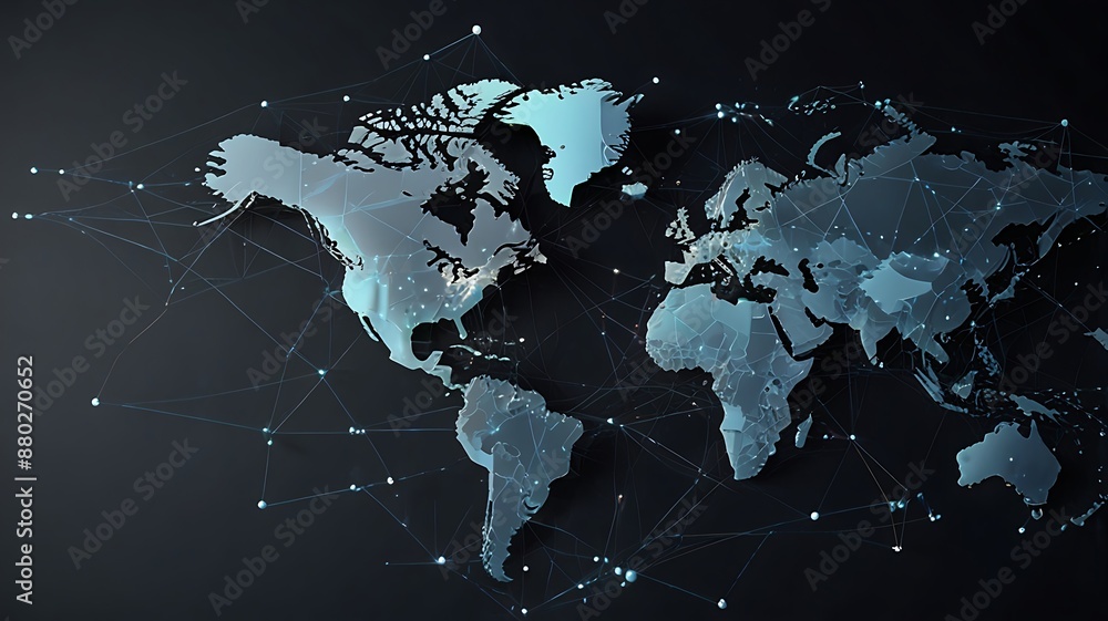 World map with binary code Stock Illustration | Adobe Stock