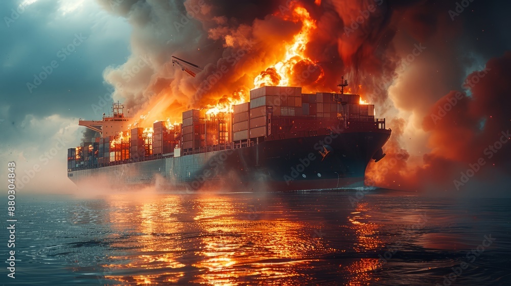 The unforgiving inferno enveloping a container ship in the middle of ...