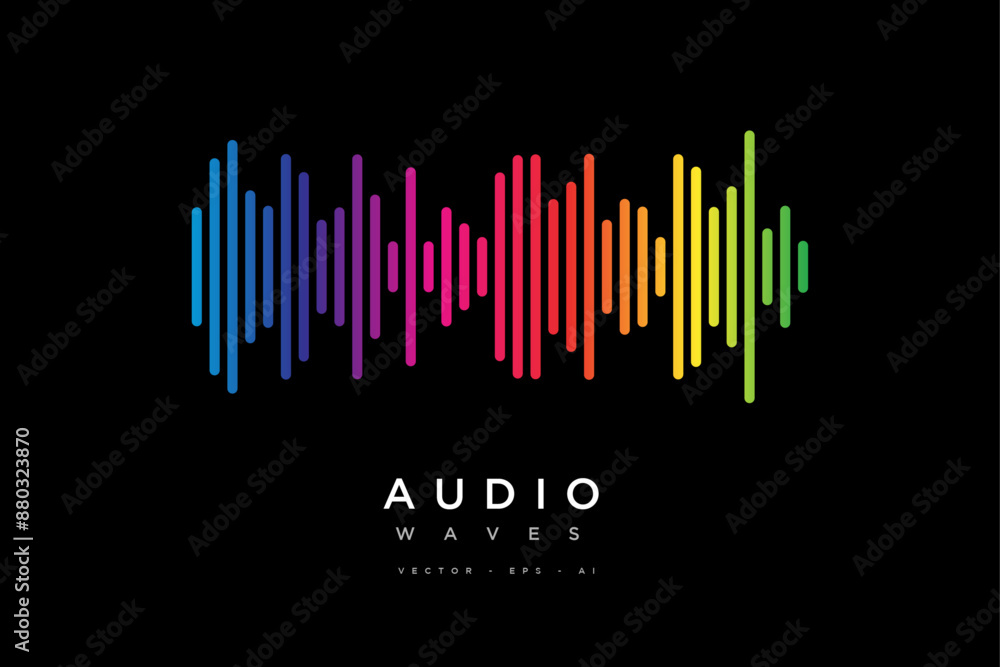 Abstract sound wave stripe lines colourful gradient equalizer isolated ...