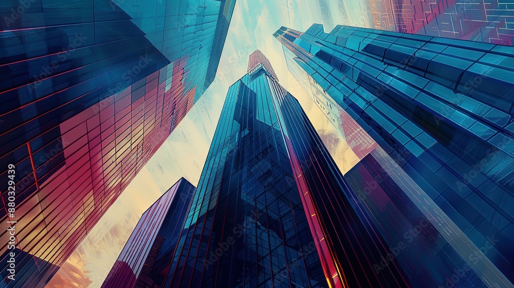 Skyscrapers abstract background with a geometric pattern of towers ...