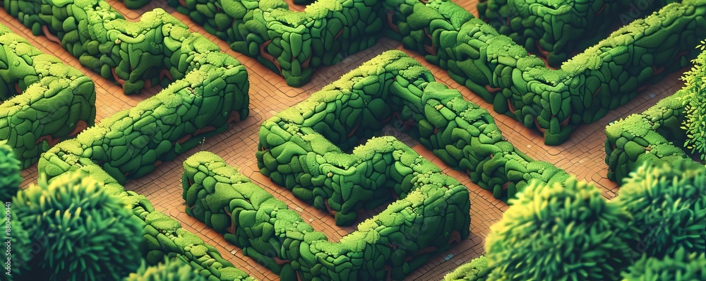 A pixel art rendition of a pixelated maze with winding paths and hidden ...