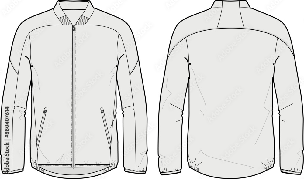 Full Zip Track Jacket Technical CAD Fashion Illustration Front and Back ...