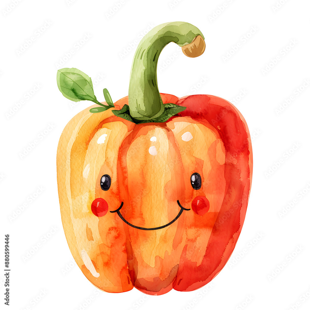 watercolor style yellow pepper vector PNG, cute poster, vector element ...