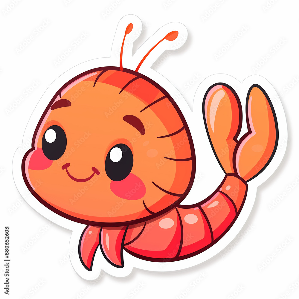 cute shrimp sticker Stock Illustration | Adobe Stock