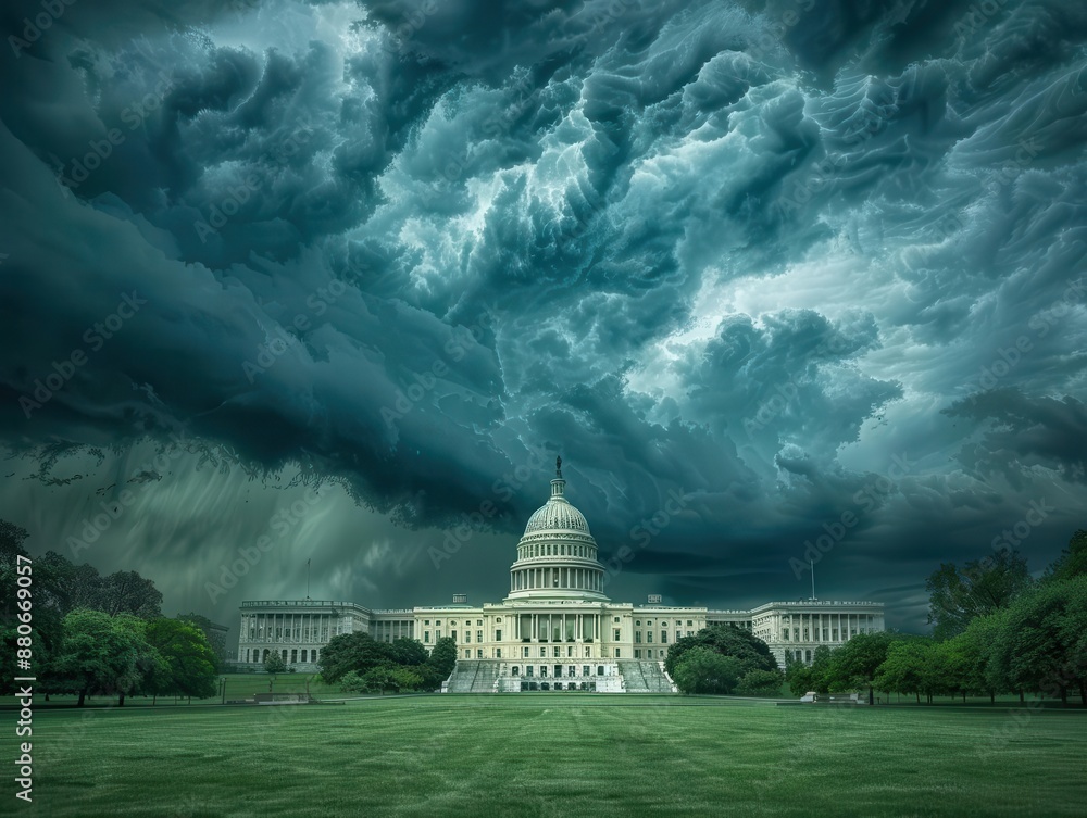 majestic us capitol building dramatic cloudy sky imposing white dome ...