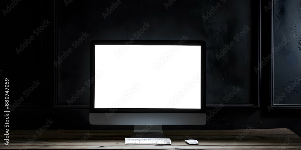 Blank computer monitor displaying a white screen. Concept Is there ...