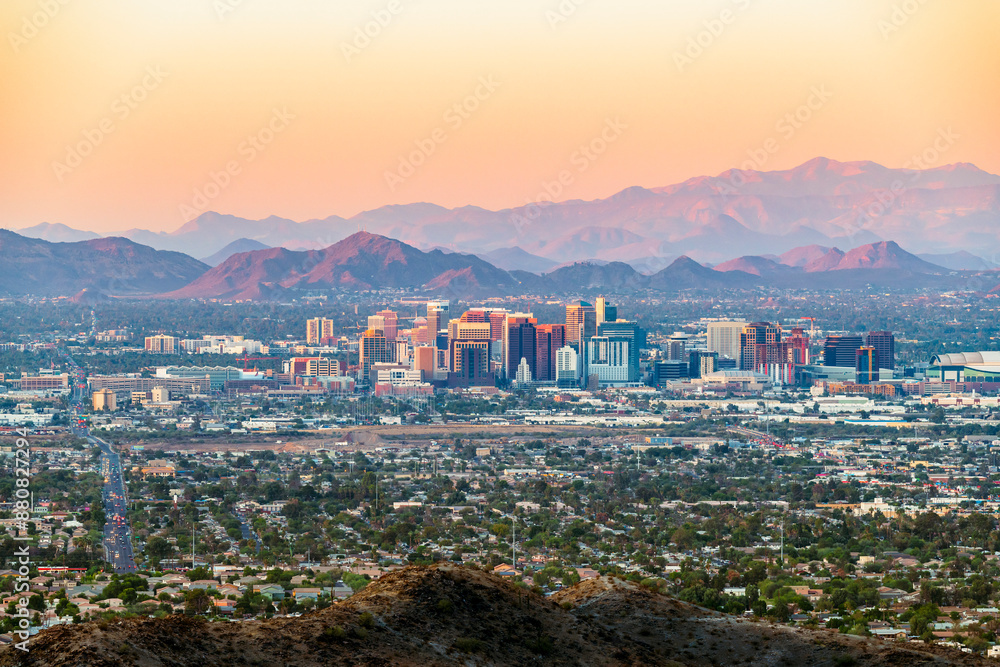Phoenix, Arizona skyline at dusk Stock Photo | Adobe Stock