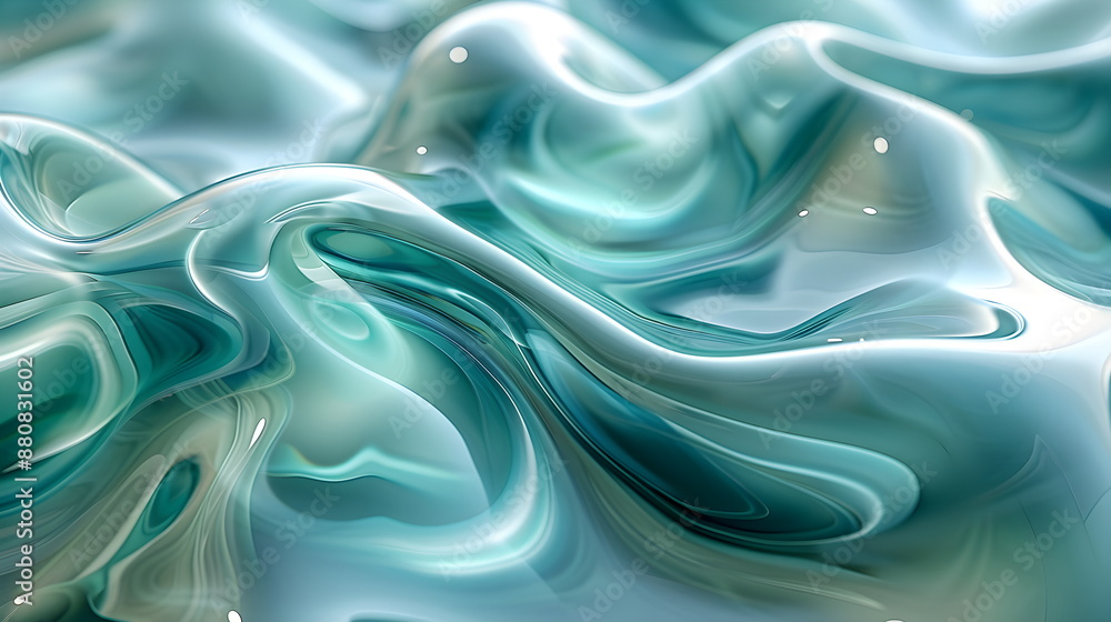 Abstract wave pattern in soothing shades of turquoise and white. Fluid ...
