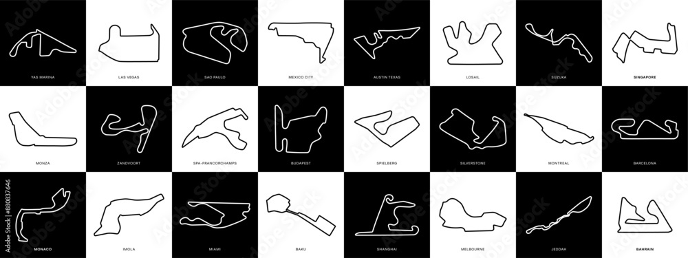 Vector de Stock Grand Prix Racing Circuits Set. Collection of GP Race ...