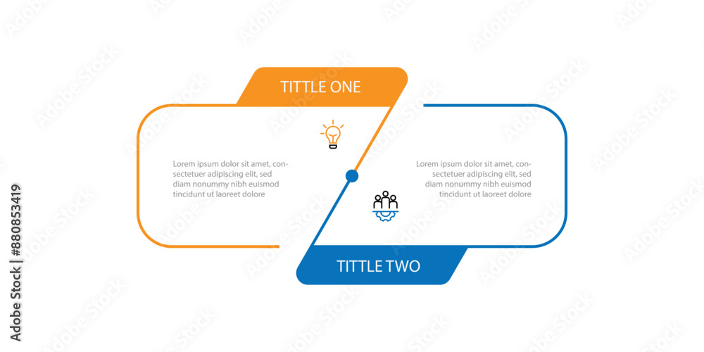 Simple template vector infographic with 2 step line can be used for ...