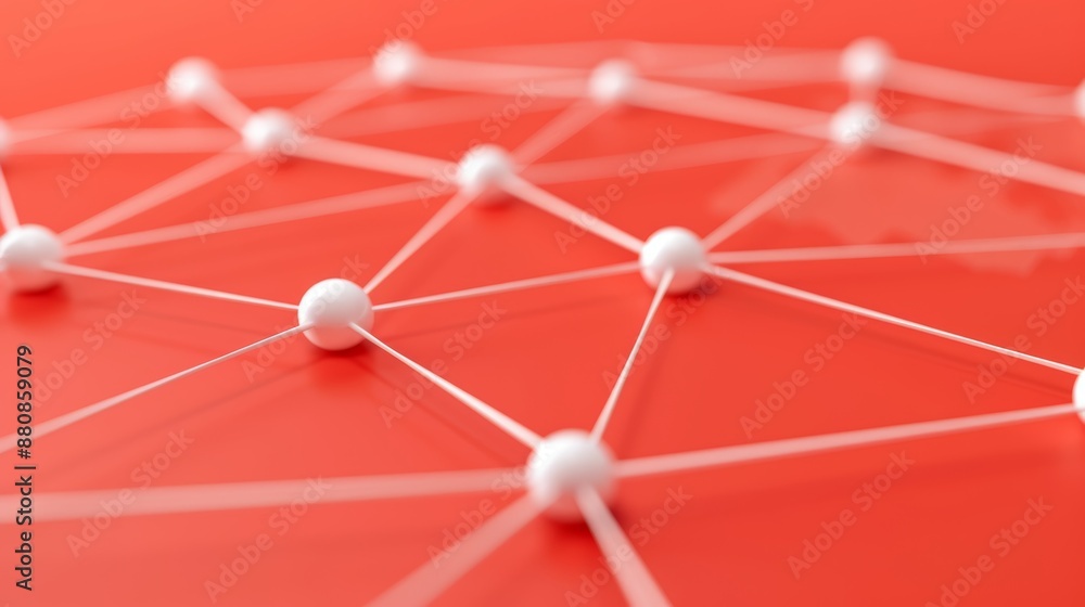 Connectivity map flat design, top view, network theme, 3D render, Complementary Color Scheme ...