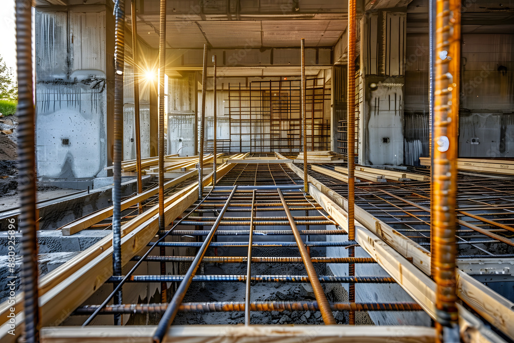 Concrete Formwork And Rebar Steel Framework For A New Home Under ...