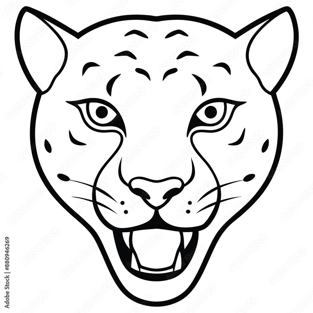 Angry Leopard Head Line Art - Cartoon, Clipart, and Vector Illustration ...