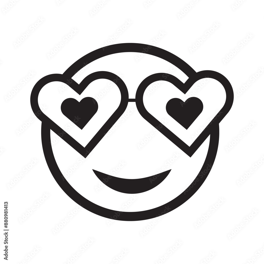 Smiley face icon. Happy Face line emoji vector. smiley love face ...