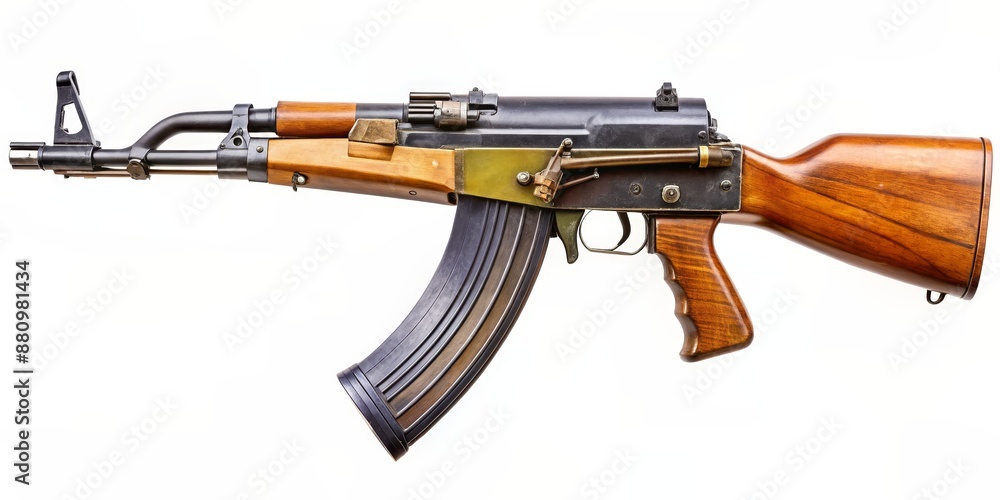 AK-47 Assault Rifle Side View Isolated on White Background - Detailed ...