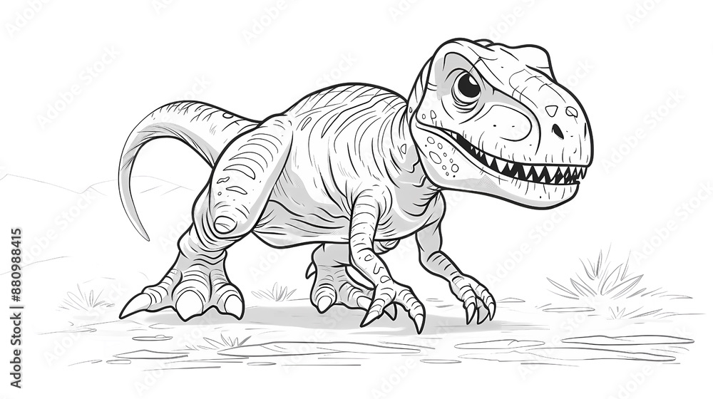 A drawing of dinosaurs with a black and white background, transparent ...