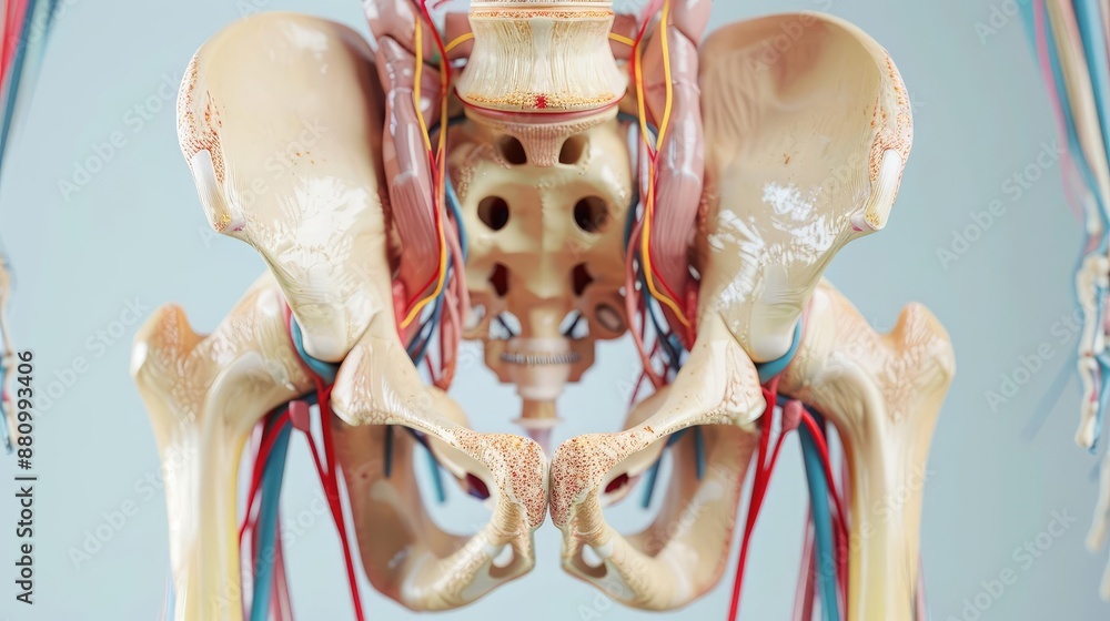 High-resolution 3D model of the human hip joint showing detailed ...