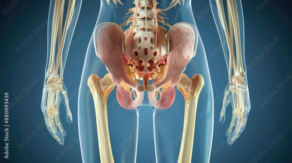 Foto de Stock High-resolution 3D model of the human hip joint showing ...