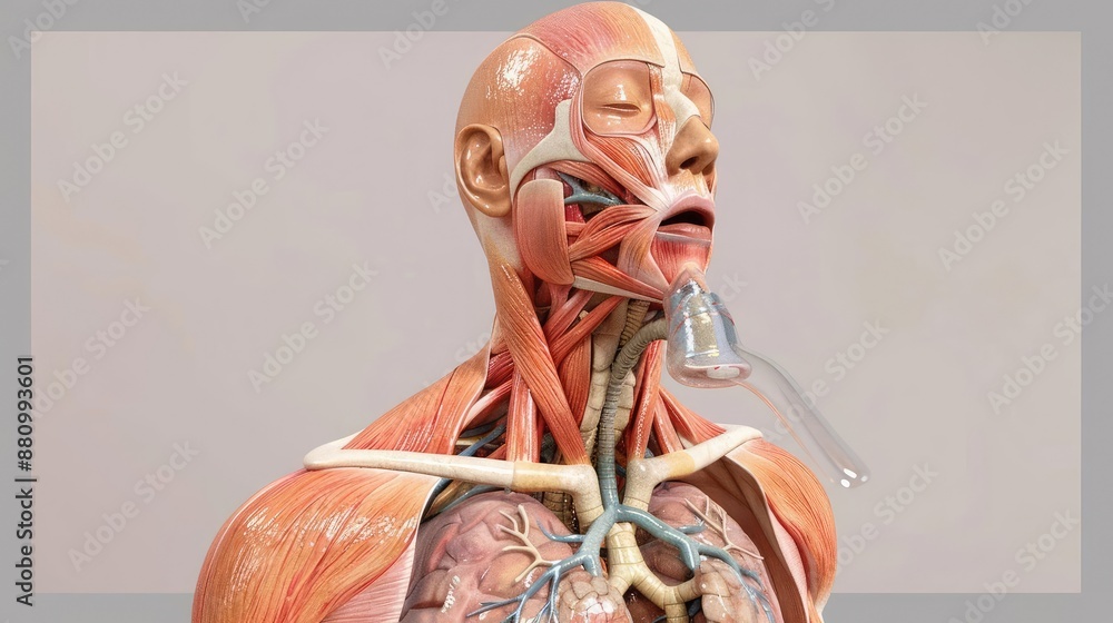 Foto de Stock Realistic 3D model of the human respiratory system, Human ...