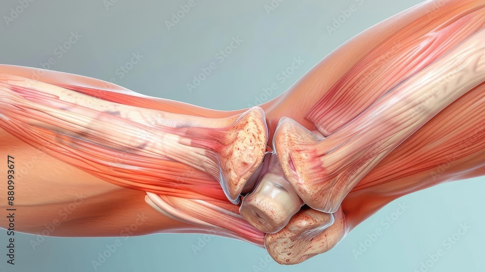 Realistic 3D model of the human elbow joint, Human Body Anatomy, elbow anatomy reference Stock ...