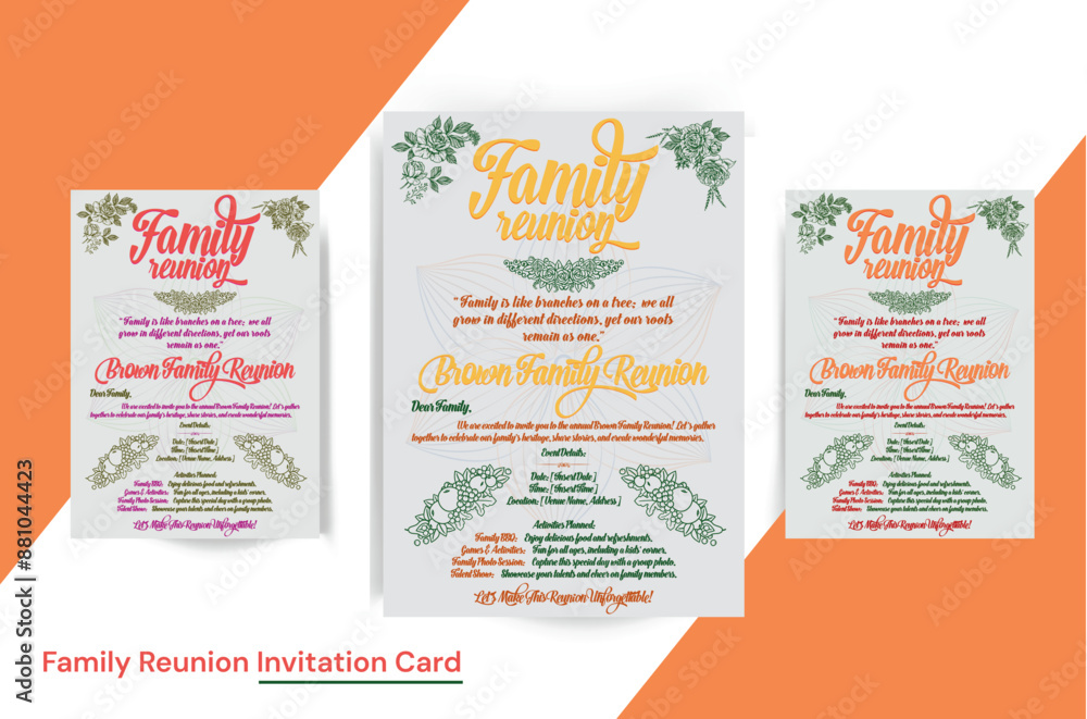 Family reunion invitation card design. Brown family reunion invitation ...
