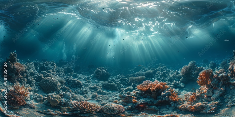 Destruction of coral reefs from human activities, affecting marine ...