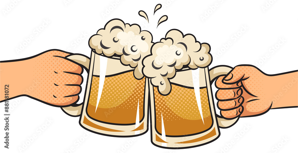 Friends beer party cheers drinking alcohol pop art retro PNG ...
