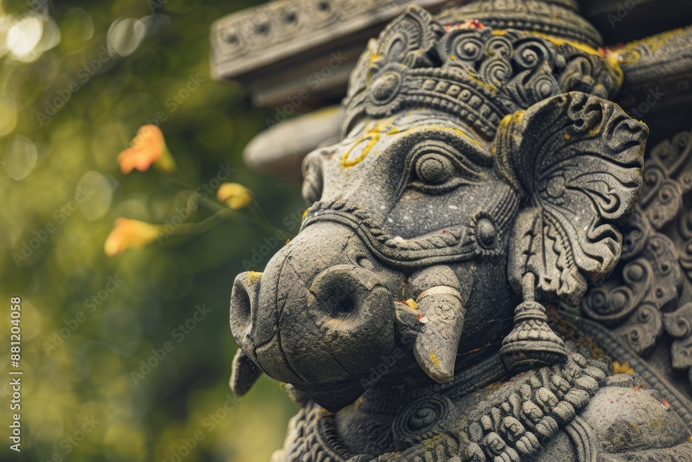 A detailed image of a Varaha statue, depicting the boar avatar of ...