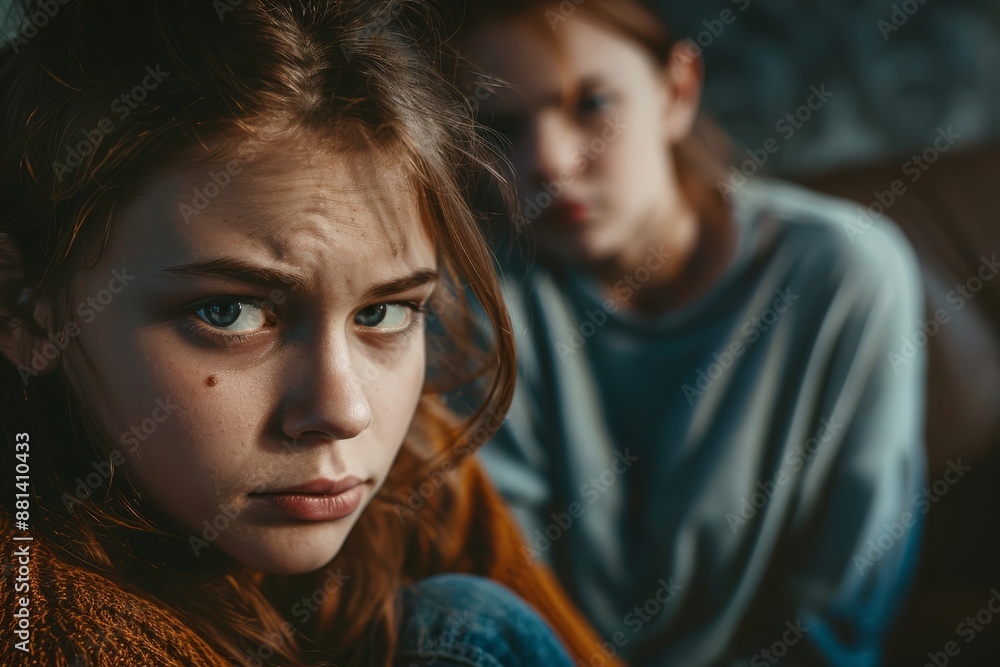 Child mother family problems Father woman conflict Girl arguing adult ...