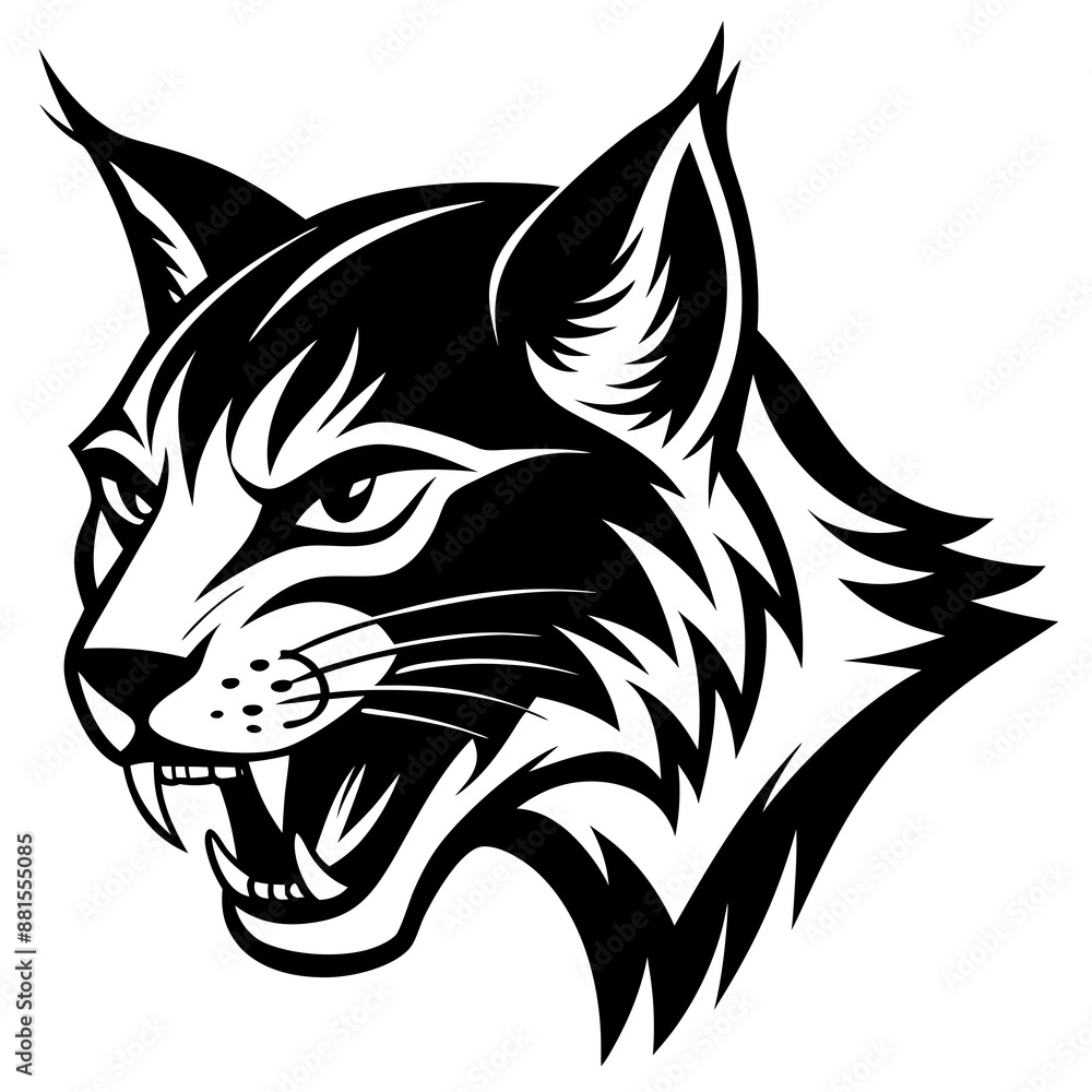 bobcat angry head side view vector silhouette Stock Vector | Adobe Stock