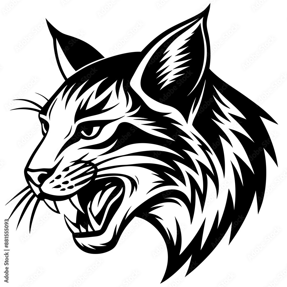 bobcat angry head side view vector silhouette Stock Vector | Adobe Stock