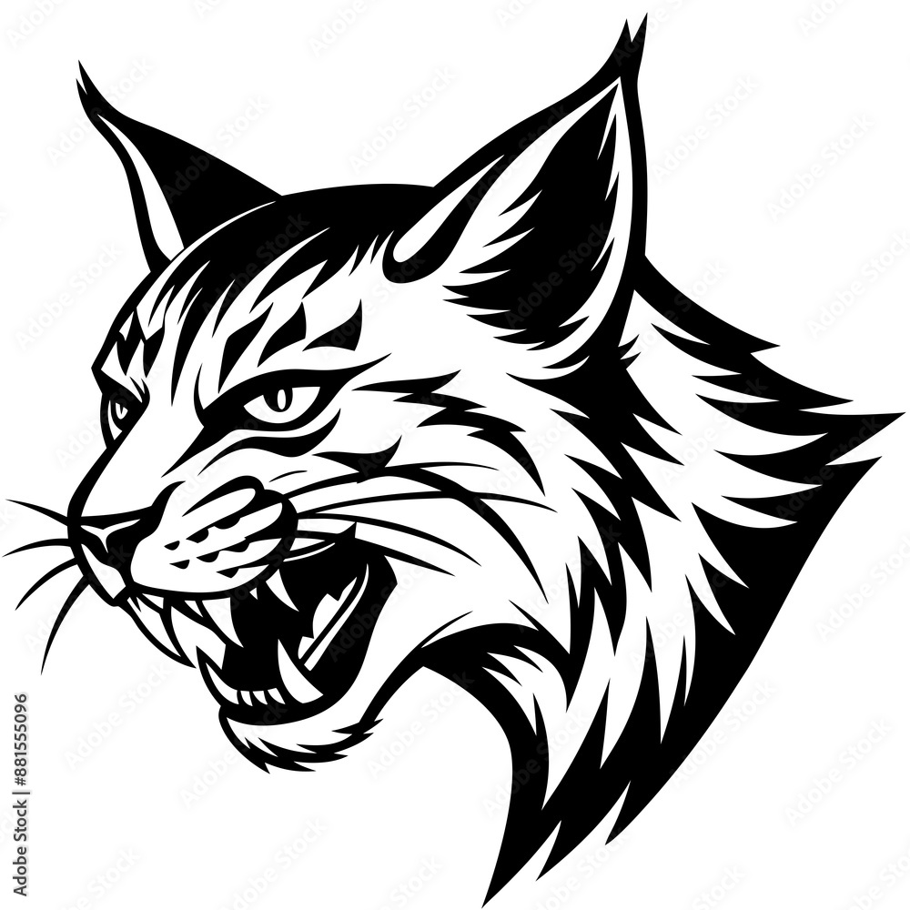 bobcat angry head side view vector silhouette Stock Vector | Adobe Stock