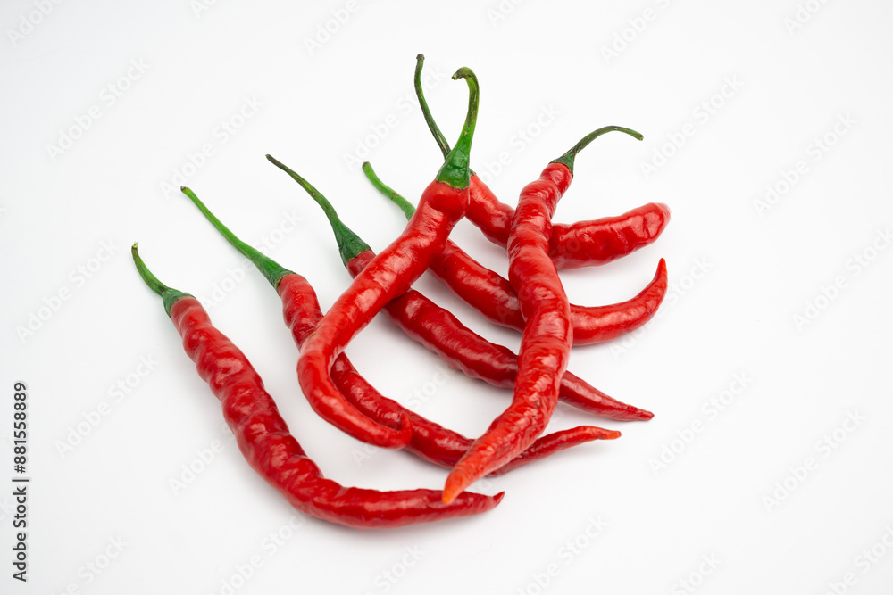 Big red chili. in Group. typical Indonesian. isolated on white ...