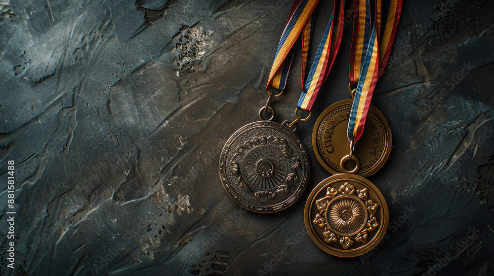 bronze, silver, gold medal winner championship achievement successful ...