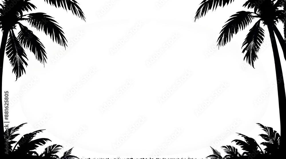Coconut tree silhouette border frame transparent background Stock ...