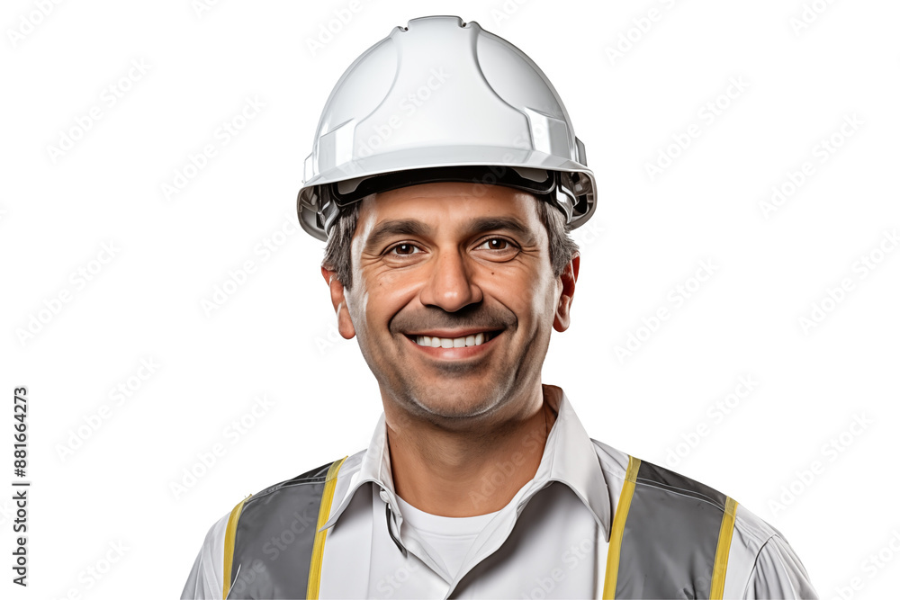 European public works worker smiling on transparent background ...