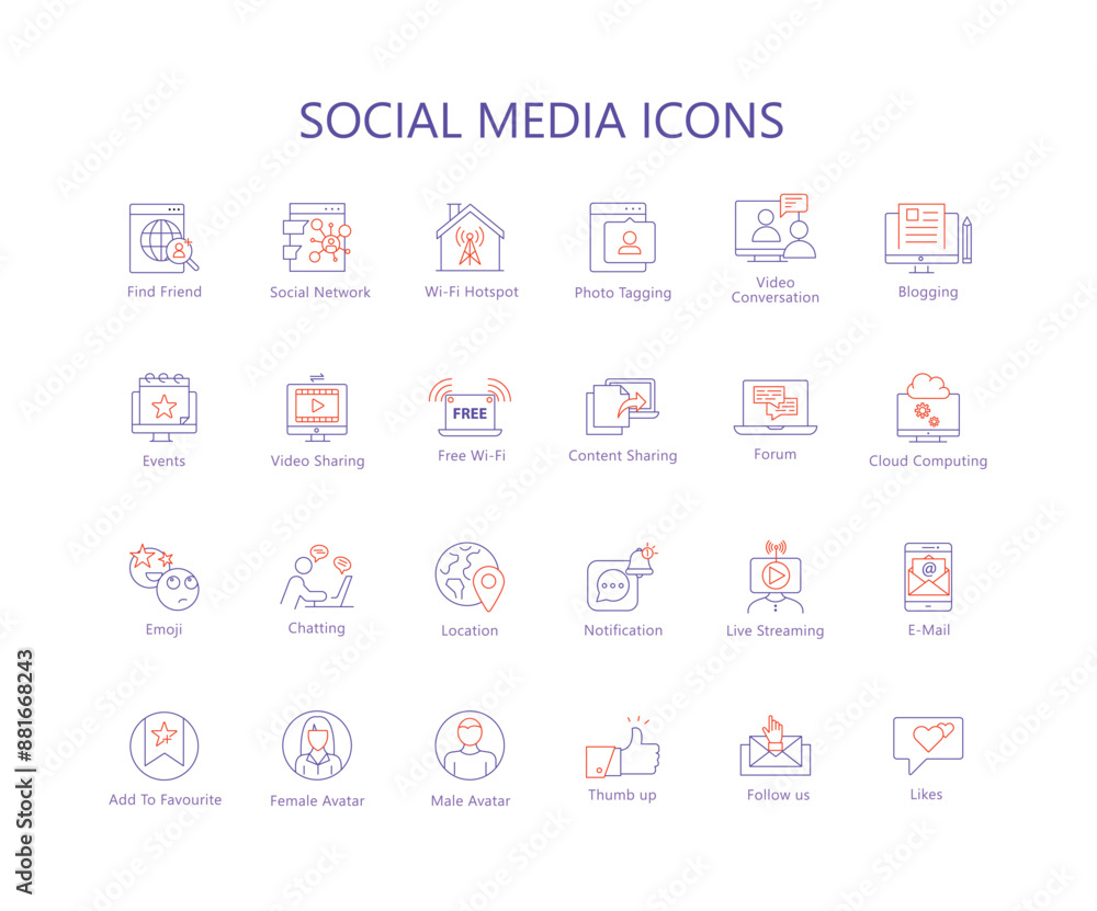 Ultimate Social Media Icons: Male Avatar, Female Avatar, Follow Us ...