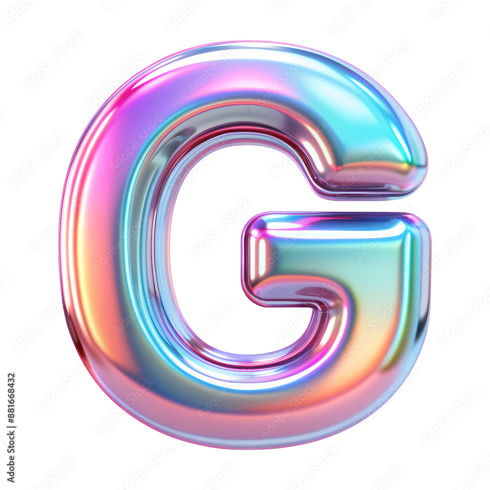 3D metallic letter G isolated on transparent background with clipping ...