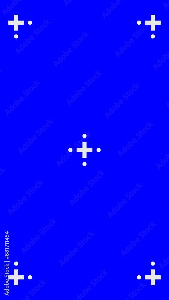 Blue screen with VFX motion tracking markers. Chroma key color video ...