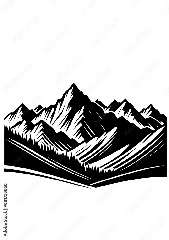Стоковое векторное изображение «Mountains Landscape SVG, Gorpcore SVG ...