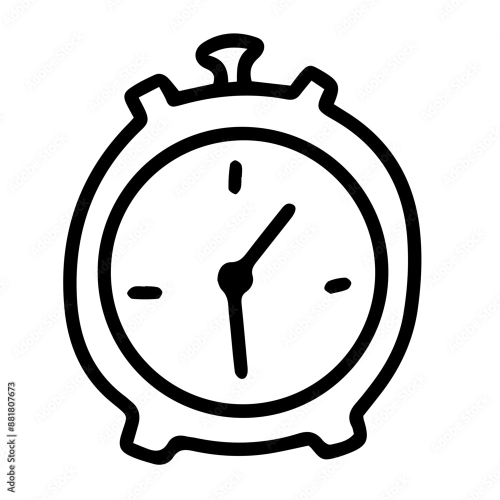 Hand drawn black and white color of Clock design isolated on ...