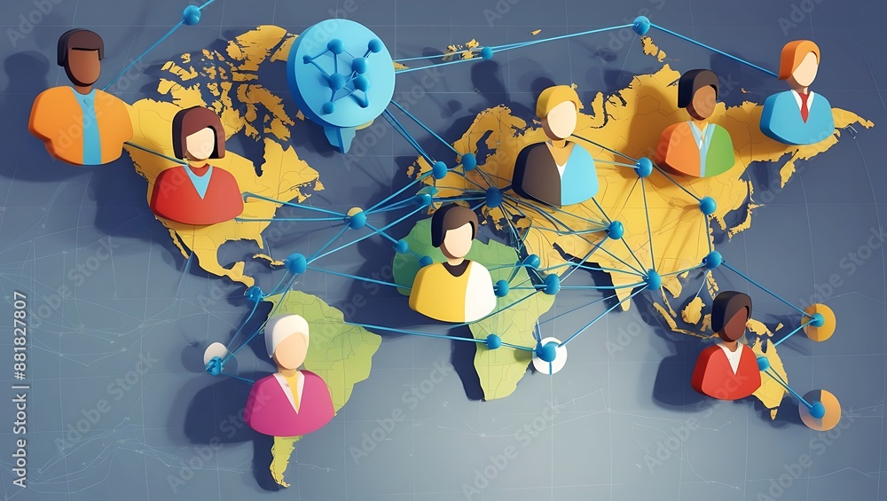 Human resource management and global social network connection. Depict ...