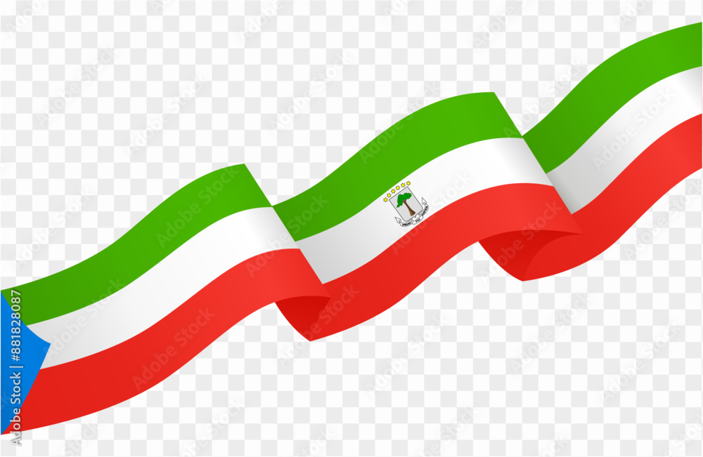 Equatorial Guinea flag wave isolated on png or transparent background vector illustration. Stock ...