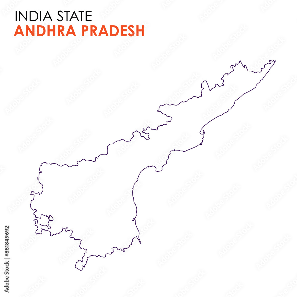 Image vectorielle Stock Andhra Pradesh map of Indian state. Andhra ...