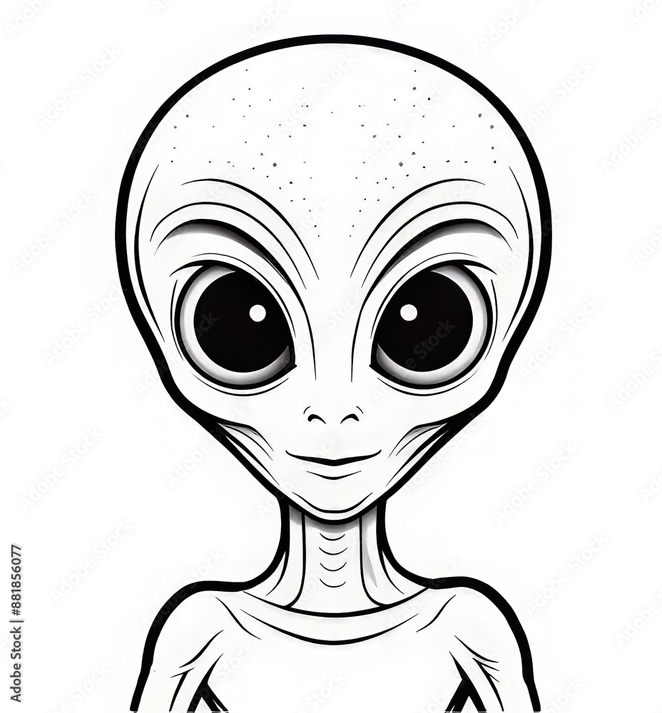 Extraterrestrial Encounter. Otherworldly alien Coloring Page Collection ...