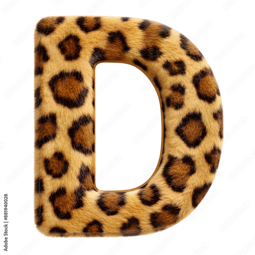 Realistic leopard print letter d isolated on transparent background ...