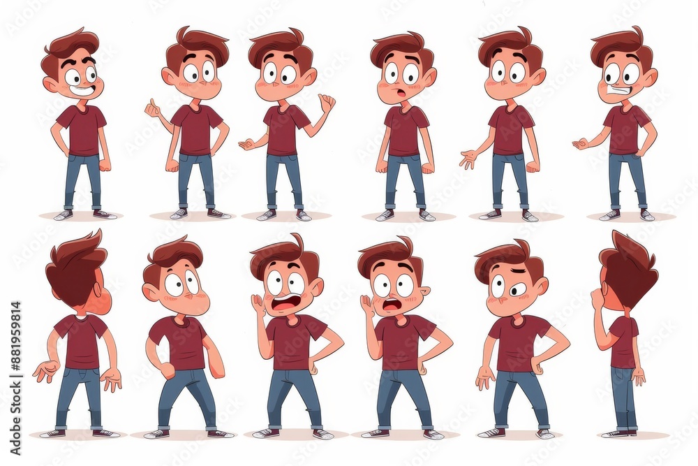 Cartoon Boy Poses Animation Sprite Sheet Stock Illustration | Adobe Stock