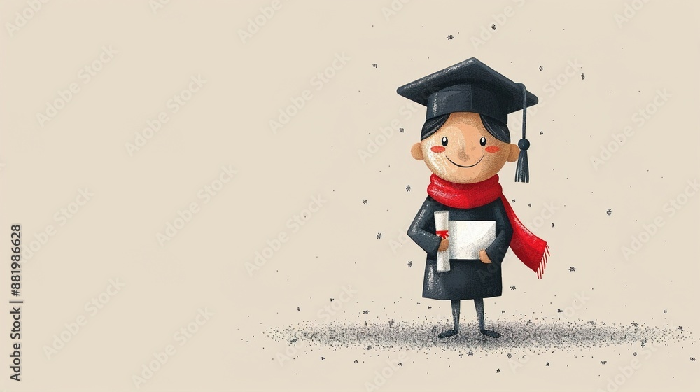 Stick man holding a diploma - graduation ceremony concept - Stick ...