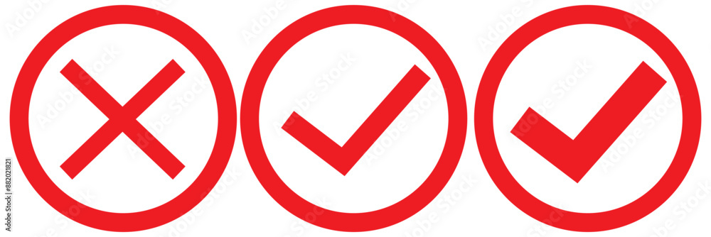 tick and cross button. set of green and red check box with yes and no ...